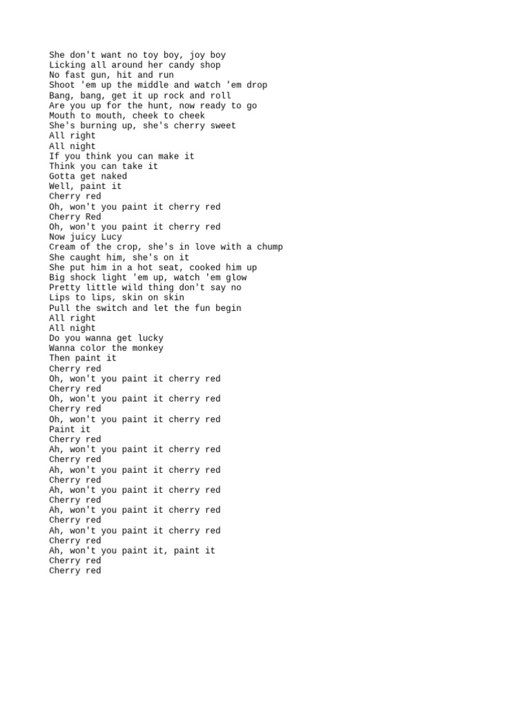 Lyrics Lita Ford - Cherry Red | PDF
