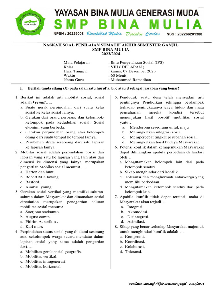 Soal Pas Ips Kelas Viii | PDF