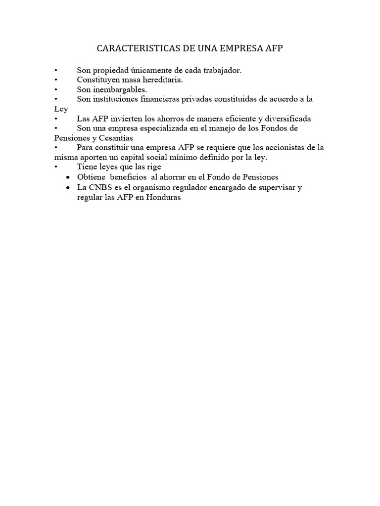 Caracteristicas de Una Empresa Afp | PDF
