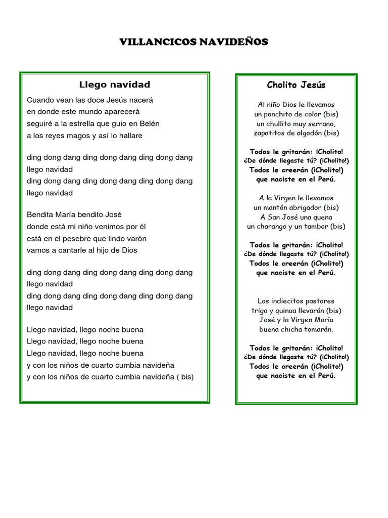 Villancicos Navideños | PDF | Navidad | Natividad De Jesus