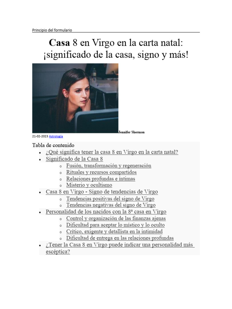 Casa 8 Virgo | PDF | Horóscopo | Yo