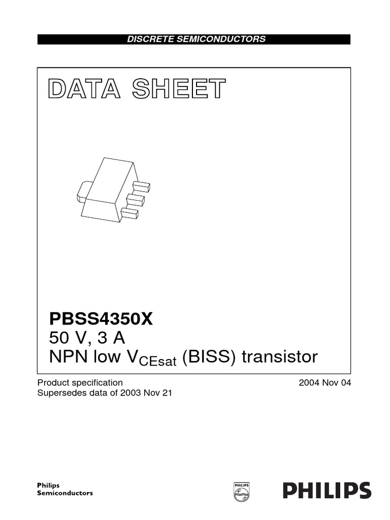 PBSS4350X NPN Transistor Data Sheet | PDF | Bipolar Junction Transistor ...
