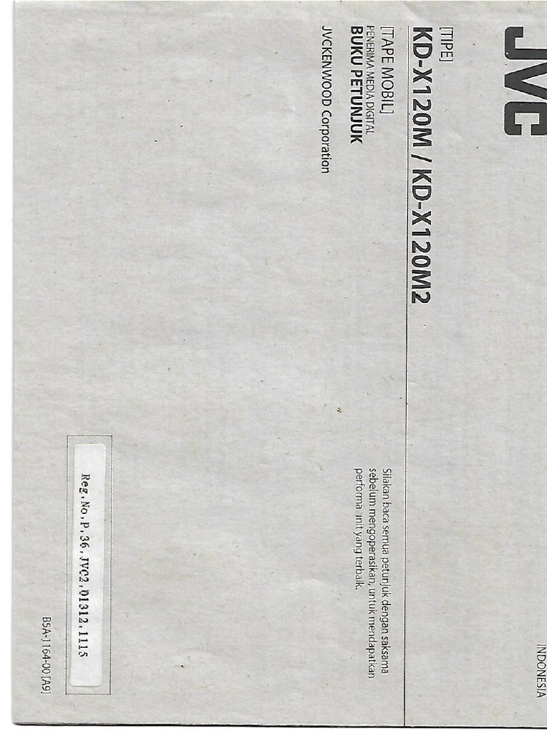 Operating Manual Book KD-X120M | PDF