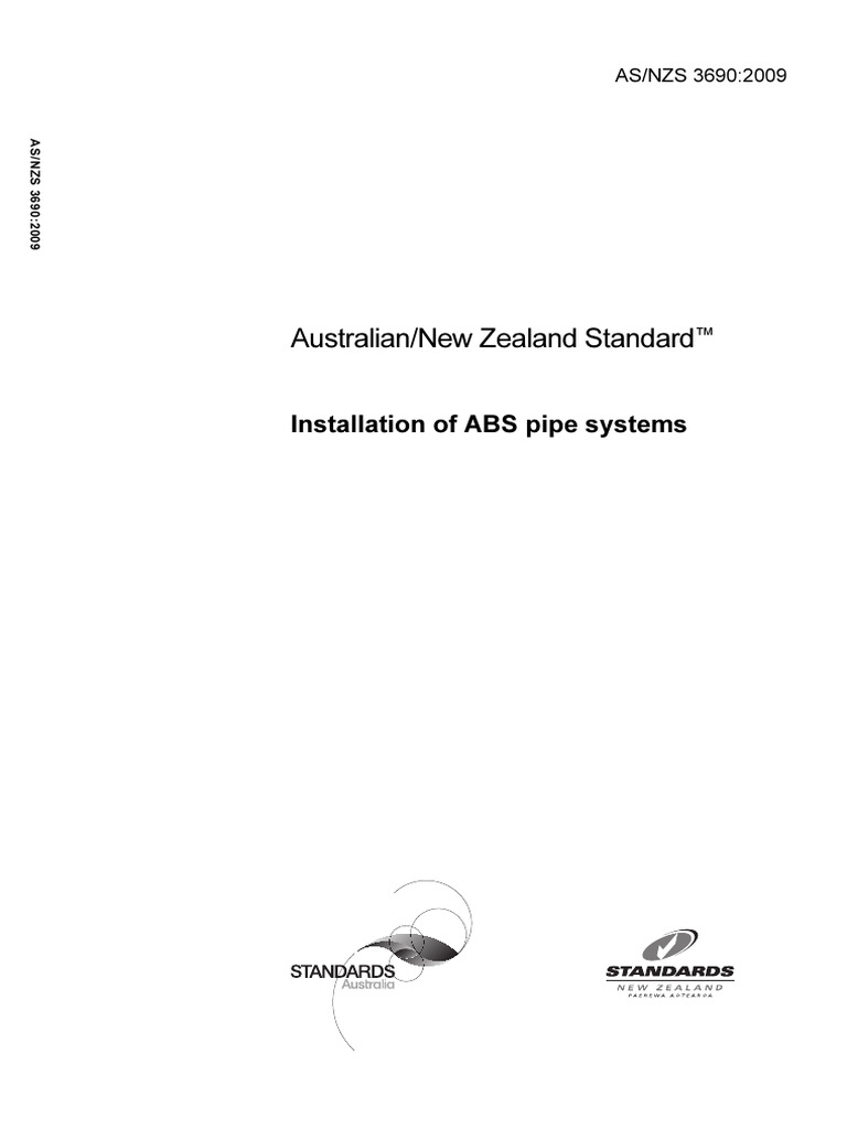 AS - NZS 3690-2009 Installation of ABS Pipe Systems | PDF | Pipe (Fluid ...
