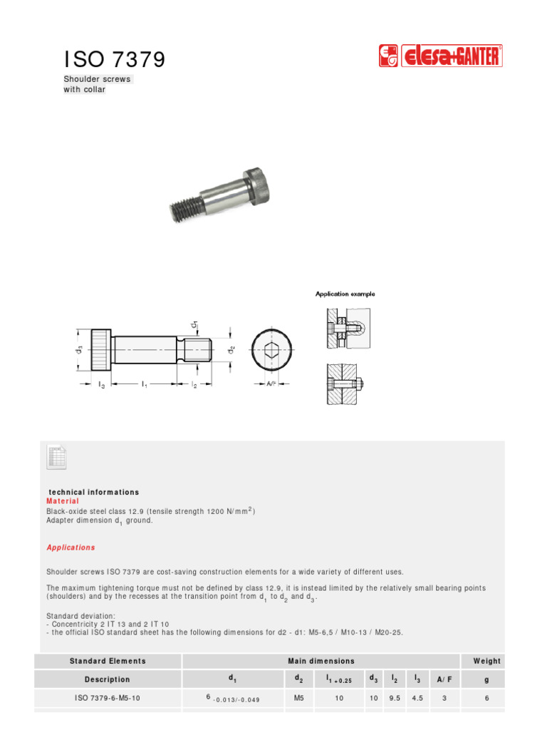 ISO 7379 Shoulder Screws Guide | PDF | Mechanical Engineering | Materials