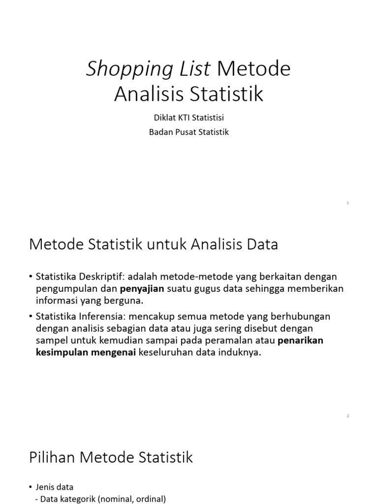 Shopping List Metode Analisis Statistik | PDF