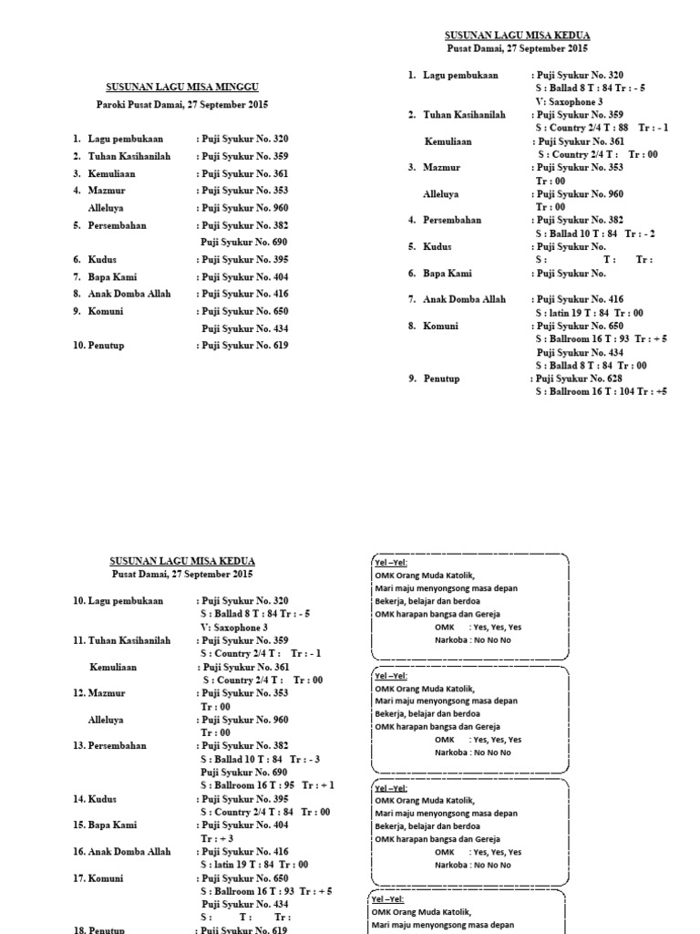 Susunan Lagu Misa Kedua | PDF
