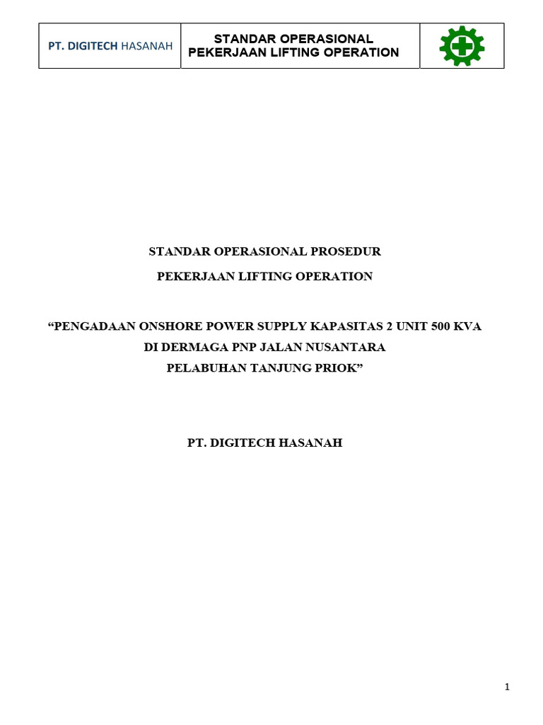 SOP Lifting Operation | PDF