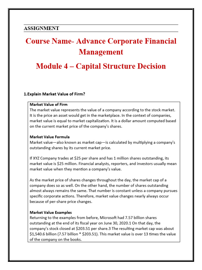 Capital Structure Decision Assignment | PDF | Capital Structure | Bonds (Finance)