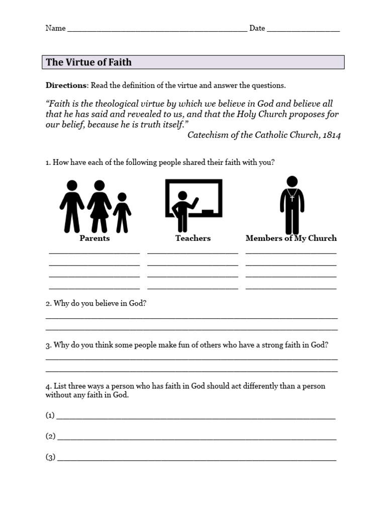 Catholic Virtues Worksheet | PDF | Courage | Faith