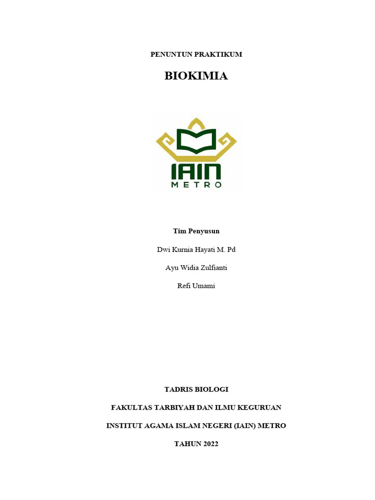 Penuntun Praktikum Biokimia | PDF