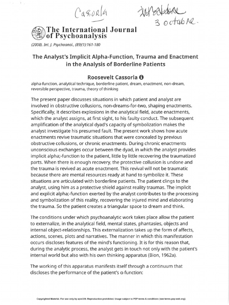 Casorla, Analyst S Implicit Alpha-Function | PDF