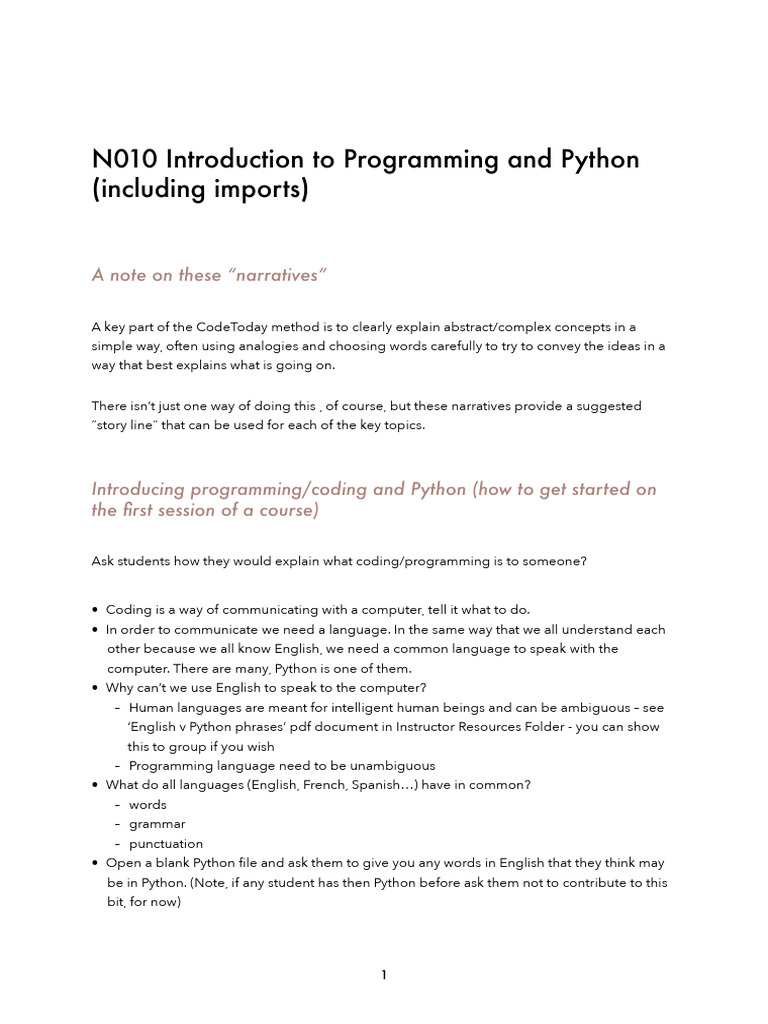 N010 Introduction To Programming and Python (Including Imports) | PDF ... N010 Introduction To Programming and Python (Including Imports) | PDF ...