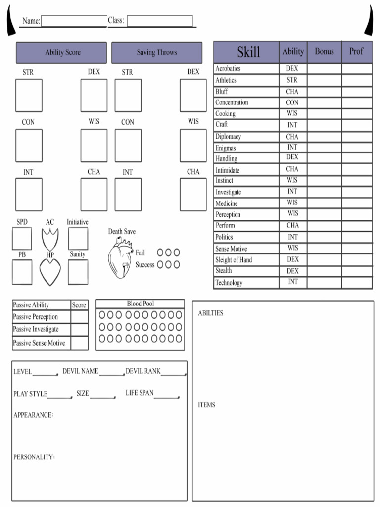 Character Sheet Interactive | PDF