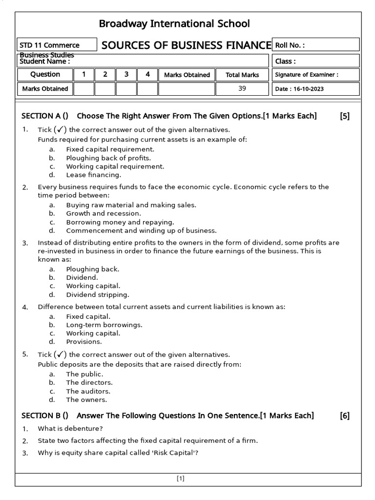 SOurces of Business Finance | PDF | Financial Capital | Capital Requirement