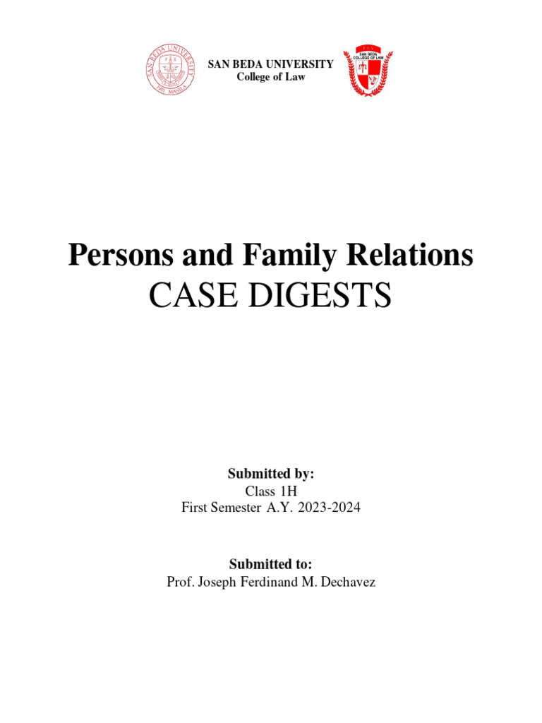 Section 1H - Class Digest PFR Complete | PDF | Complaint | Legitimacy (Family Law)