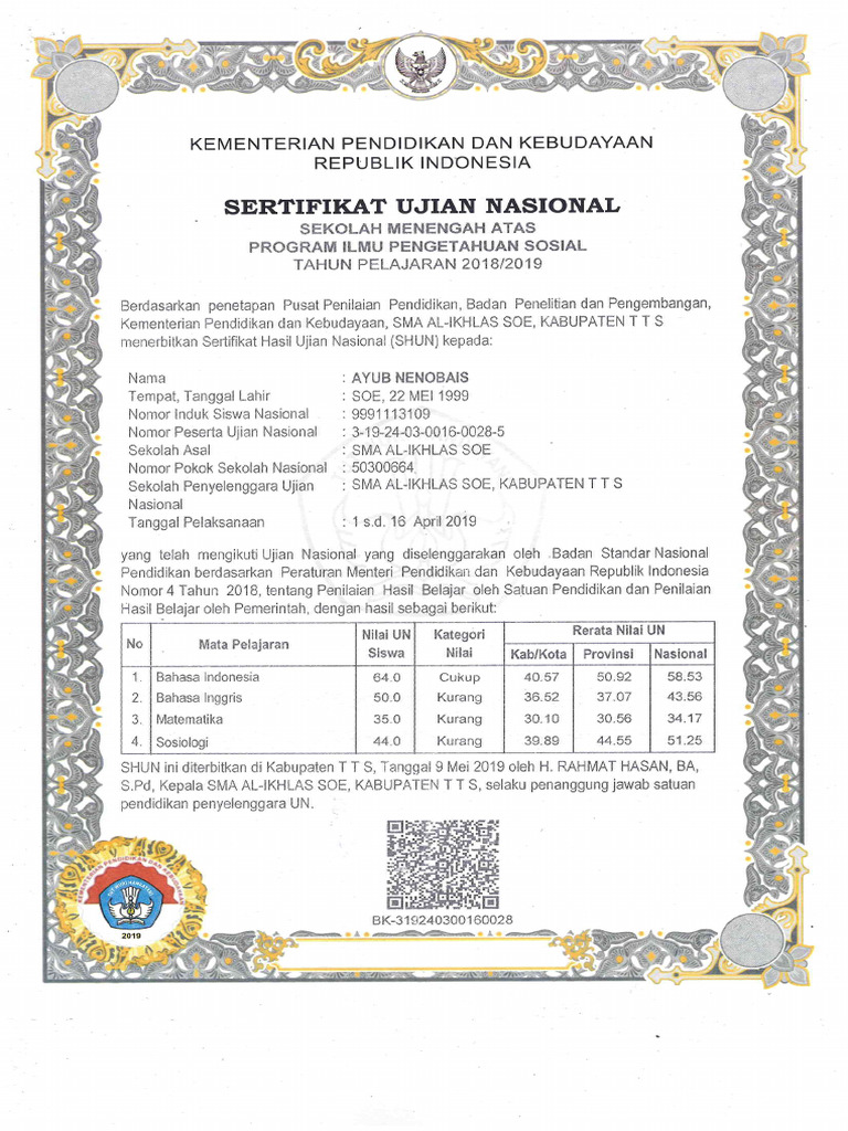 Sertifikat Ujian | PDF