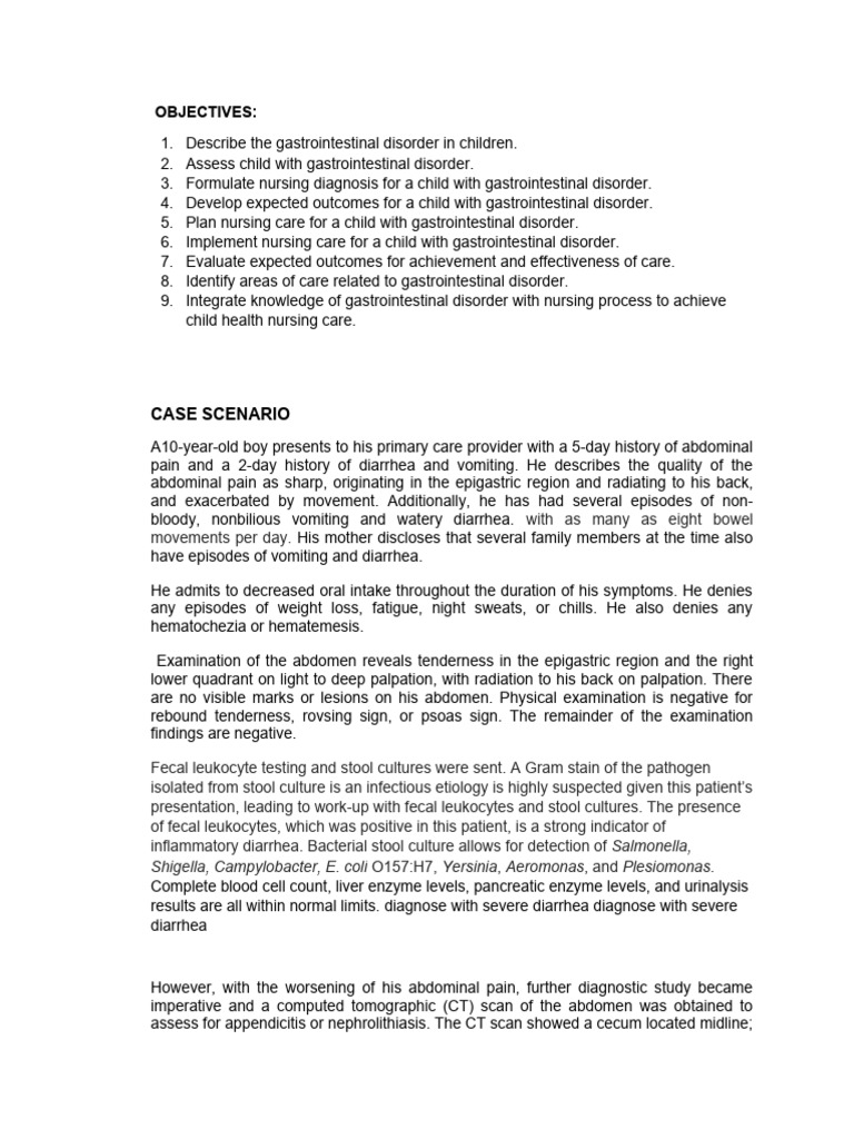 Case Scenario Gastro | PDF | Diarrhea | Human Feces
