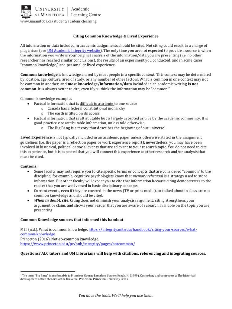 Common Knowledge Handout | Download Free PDF | Information | Knowledge