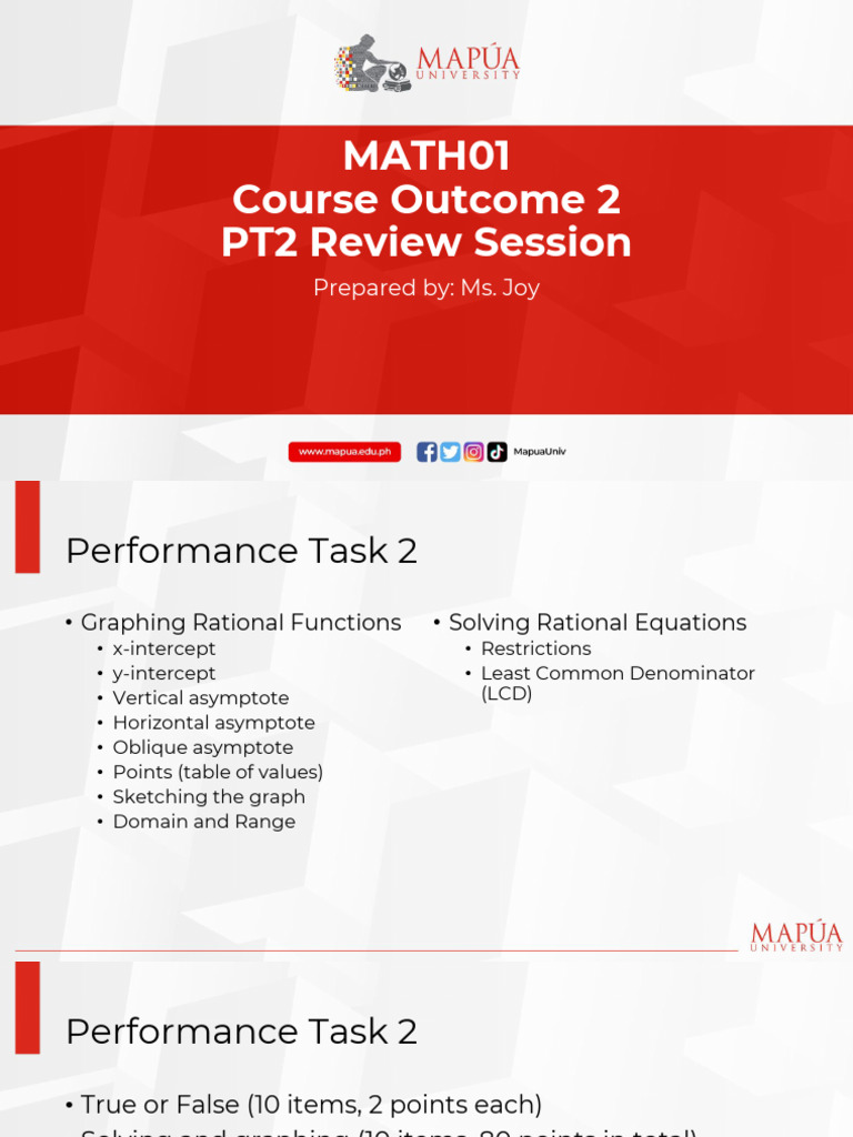 MATH01 CO2 PT2 Review Session | PDF | Asymptote | Elementary Mathematics