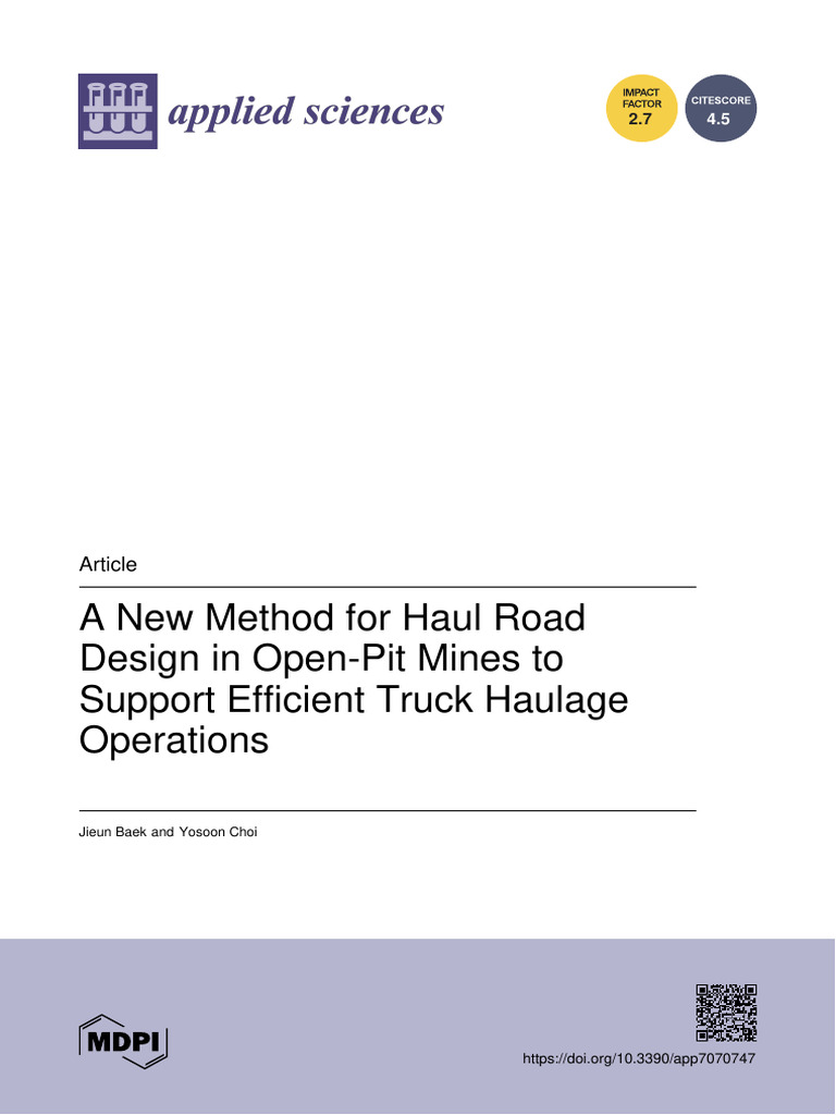 Efficient Haul Road Design for Open-Pit Mines | PDF | Mining ...
