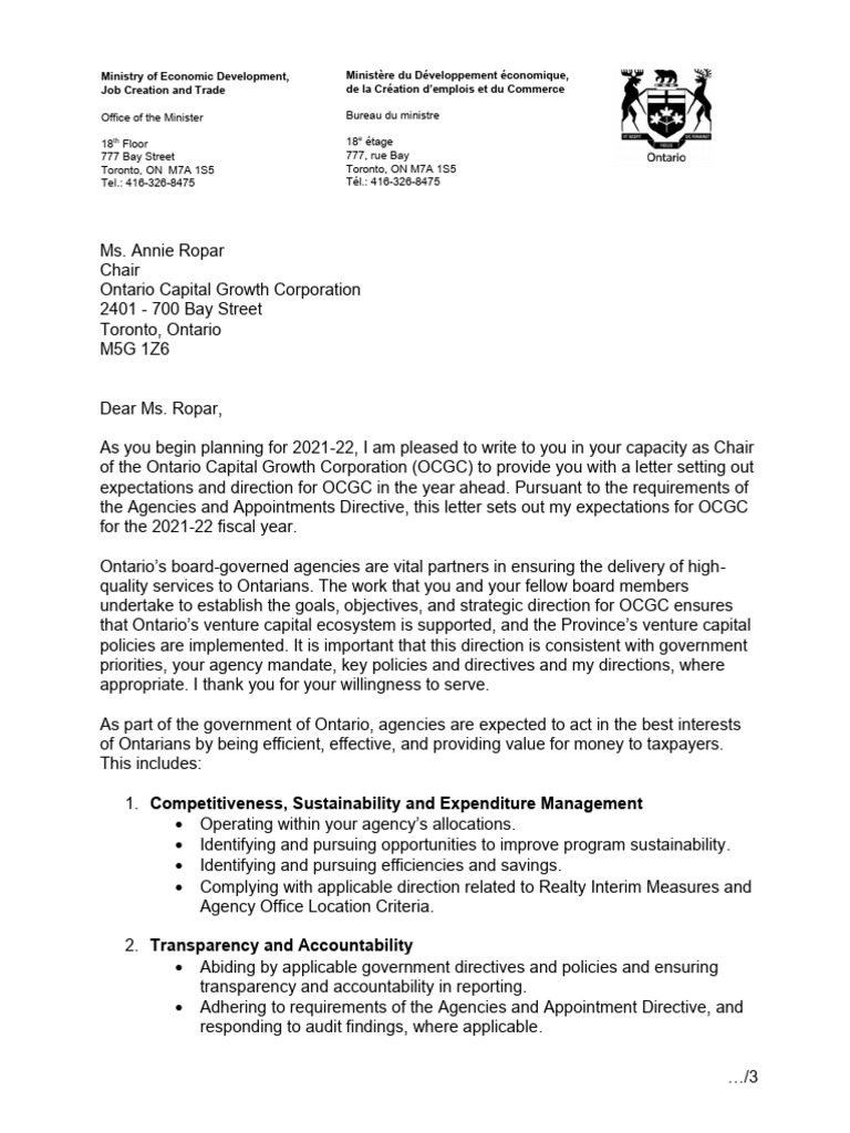 OCGC-Mandate-Letter-2021 | PDF | Risk | Risk Management