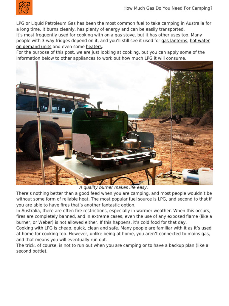 How Much Gas Do You Need For Camping | PDF | Liquefied Petroleum Gas | Home