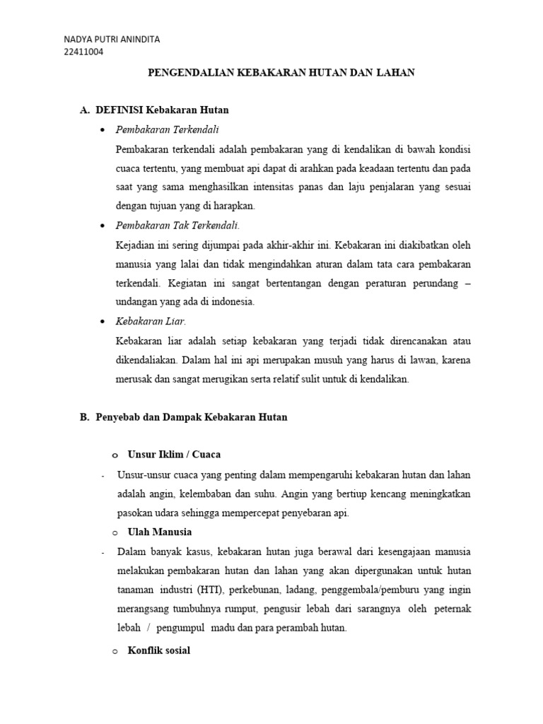 Pengendalian Kebakaran Hutan Dan Lahan | PDF