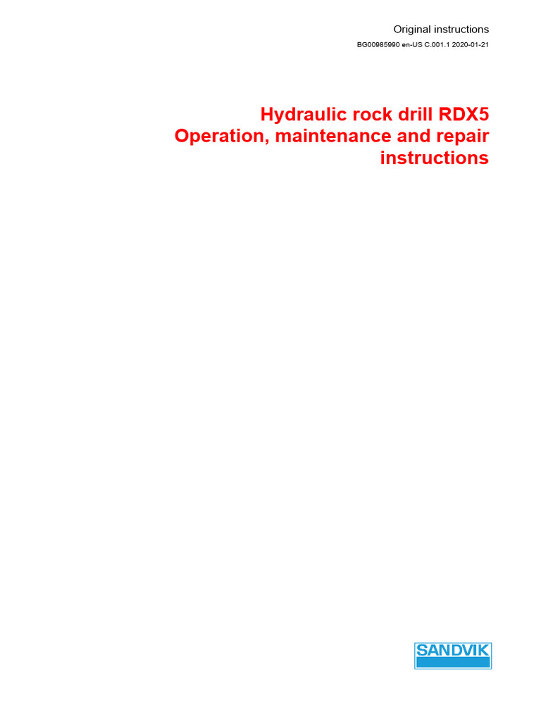 S03-1 Rock Drill RDX5 Maintenance and Repairs Intructions (C) | PDF | Waste | Recycling