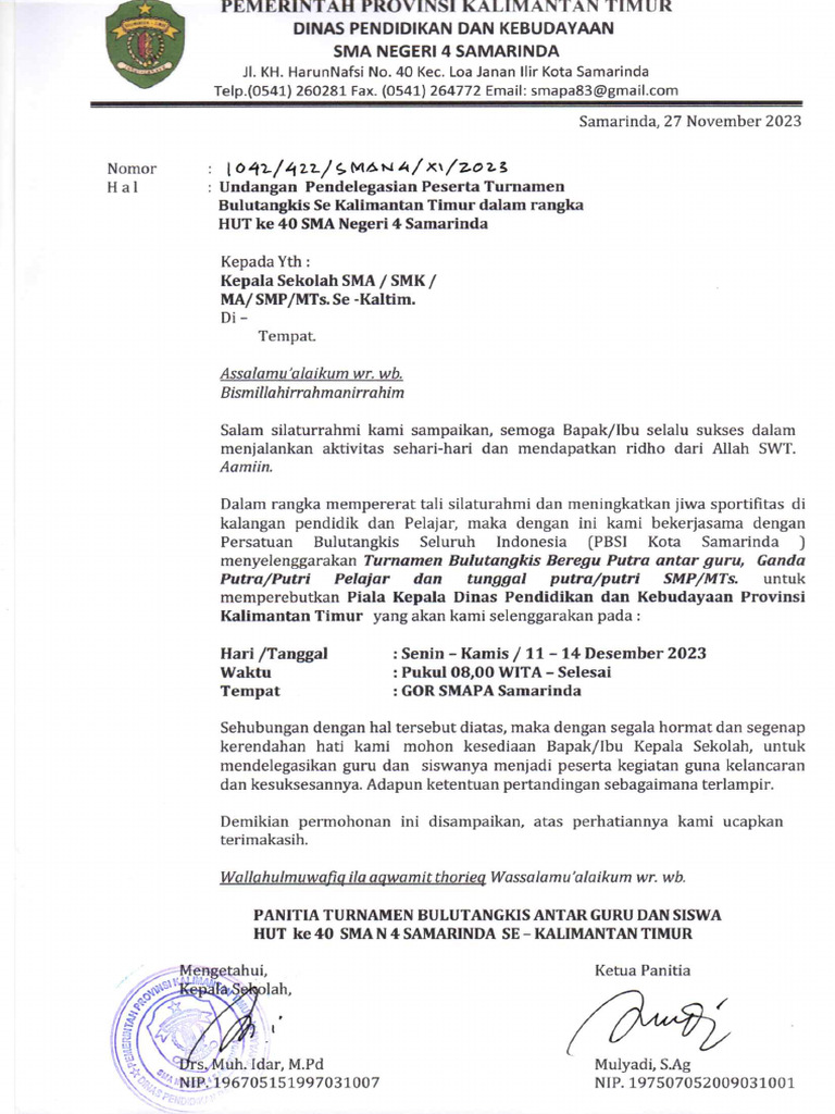 Undangan Bultang Hut Smapa Ke 40 | PDF