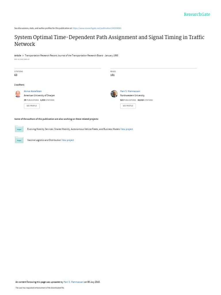 System Optimal Time_Dependent Path | PDF | Mathematical Optimization | Mathematics