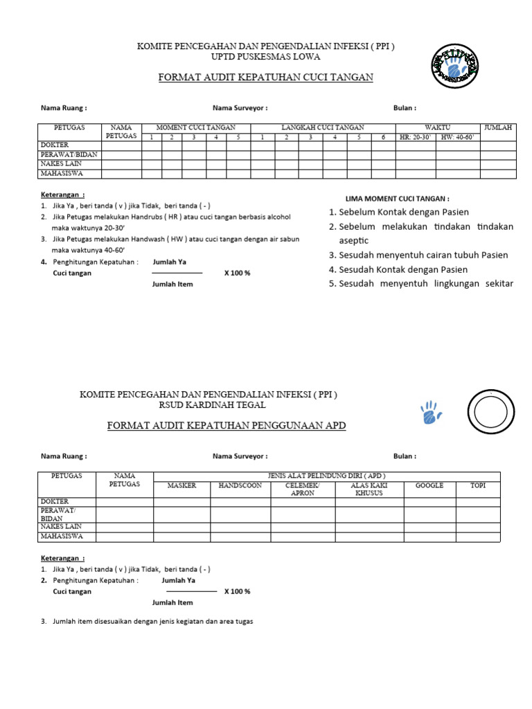 Dokumen - Tips - Formulir Audit Hand Hygiene | PDF | Sains & Matematika