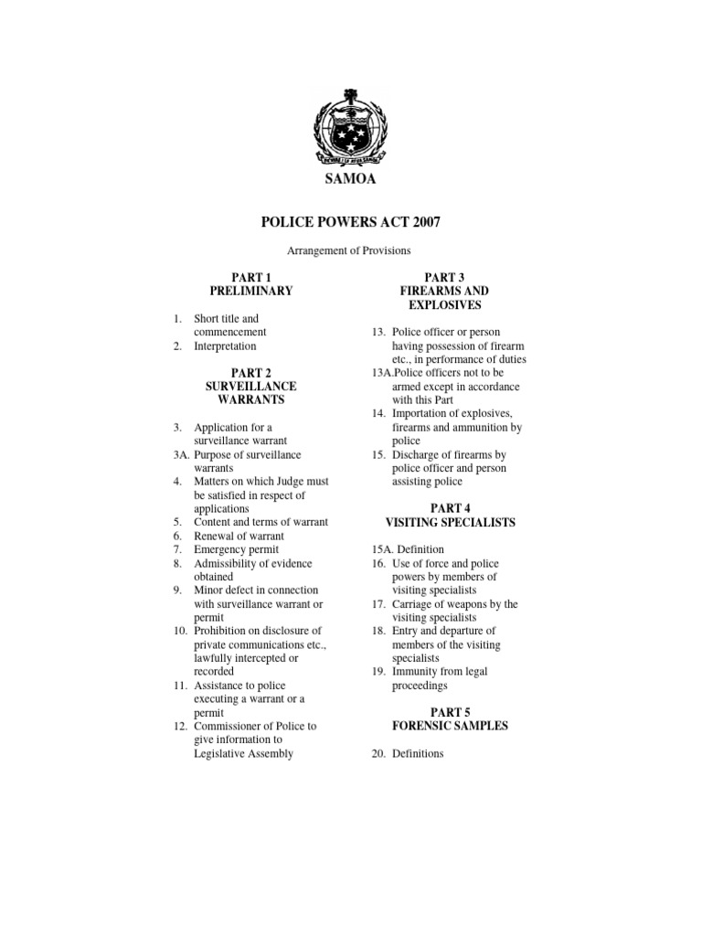 Police Powers Act 2007 | PDF