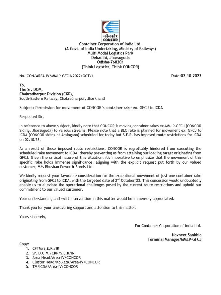 revised letter Sr. DOM CKP | PDF