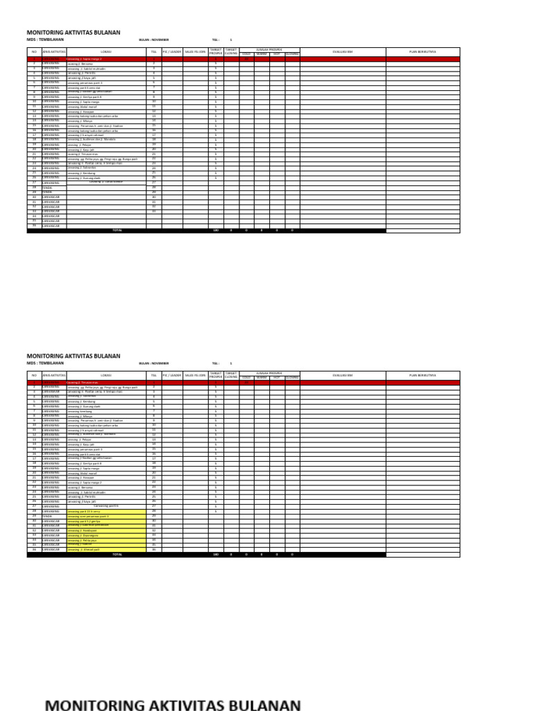 Aktifitas Tim Zulham | PDF