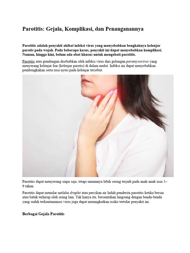 Panduan Parotitis untuk Orang Tua | PDF | Kesehatan Holistik | Gaya Hidup