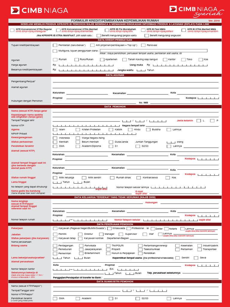 Form Aplikasi KPR v2310 | PDF