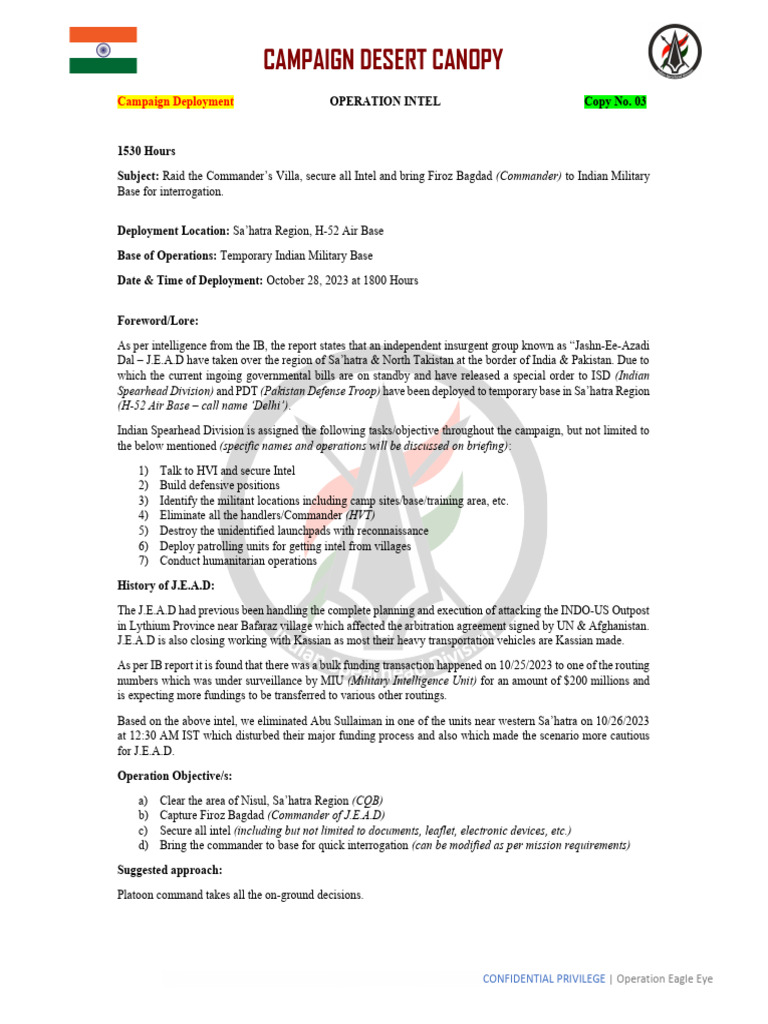 Confidential Document - Operation Intel-Copy No-05 | PDF | Military ...