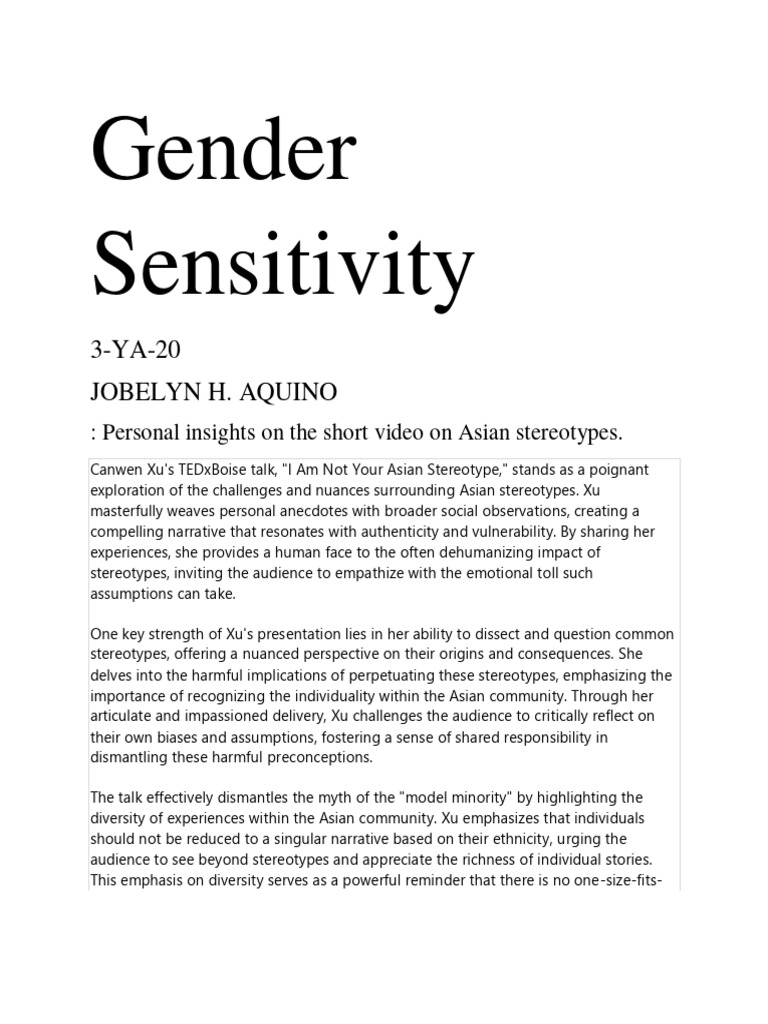Gender Sensitivity | PDF | Social Science | Self-Improvement