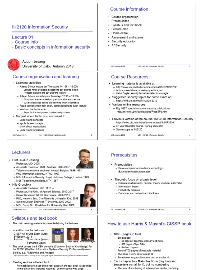 InfoSec Course Overview | PDF | Information Security | Lecture