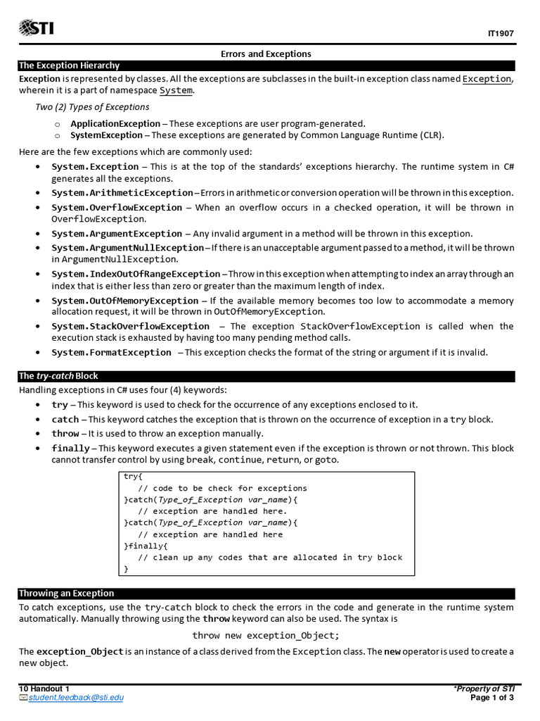 10 Handout 1 | Download Free PDF | C Sharp (Programming Language) | Software Development