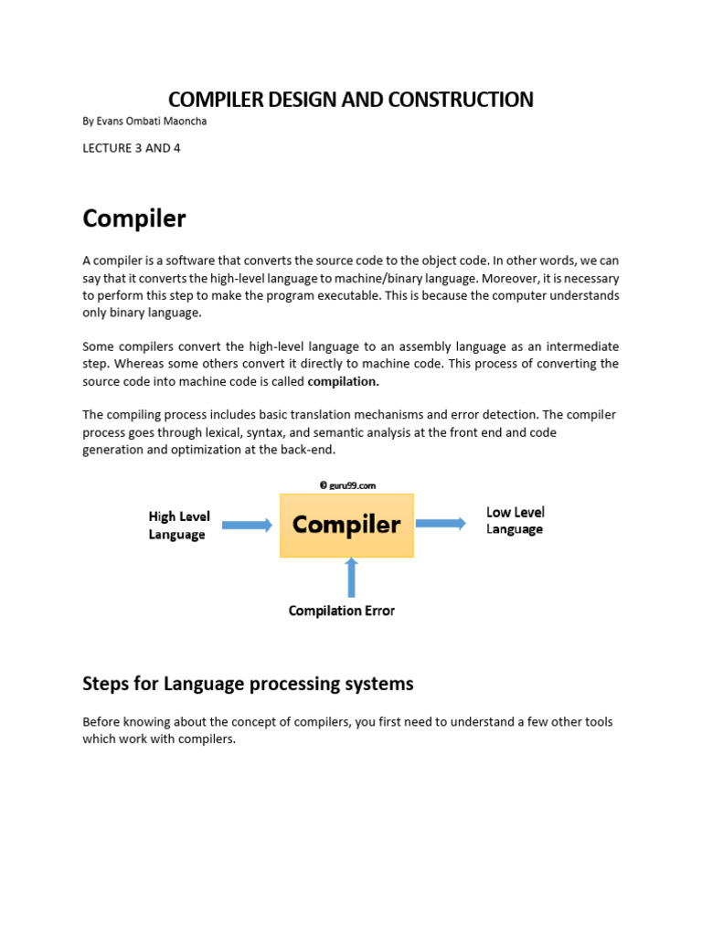 Compiler Lecture 3 4 5 | PDF | Compiler | Parsing Compiler Lecture 3 4 5 | PDF | Compiler | Parsing