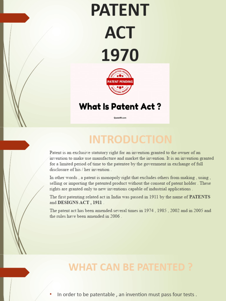 Patent | PDF | Patent | Glossary Of Patent Law Terms
