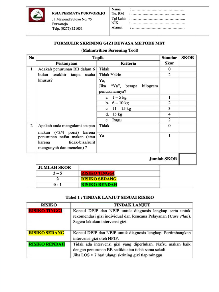Form MST Dewasa | PDF