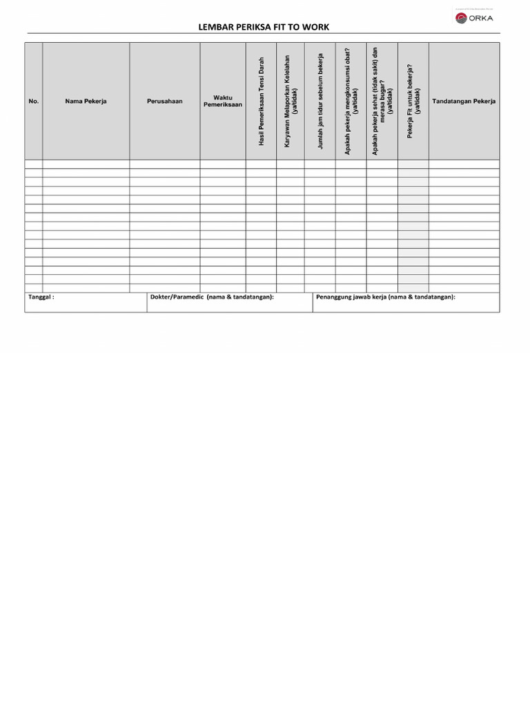 Form - Fatigue Check Sheet | PDF