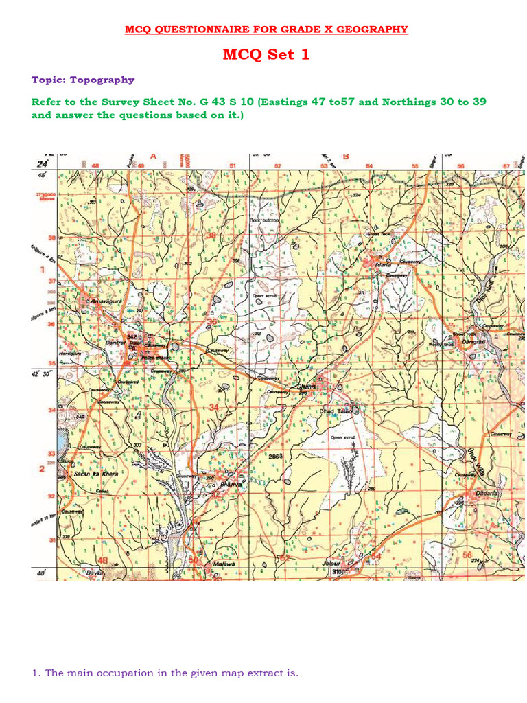 MCQ - Topographical Map - Combined | PDF | River | Dam