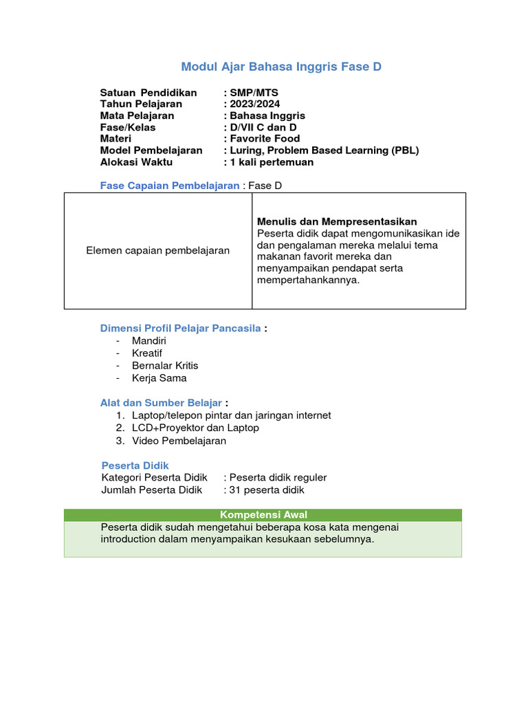 Modul Ajar Smp/mts Kumer | PDF
