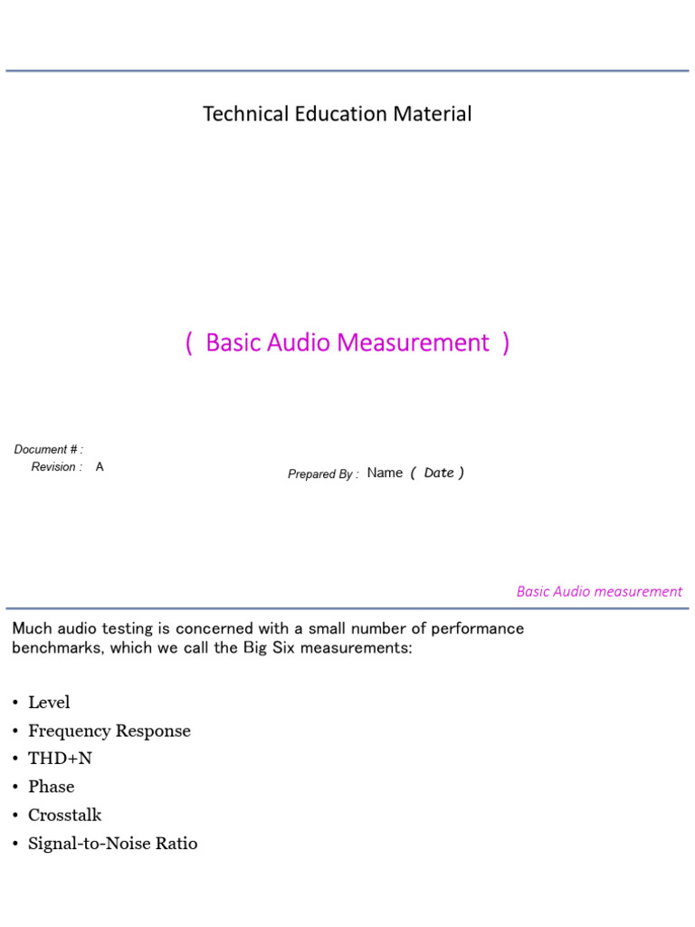 Basic Audio Measurement | PDF | Microphone | Amplifier