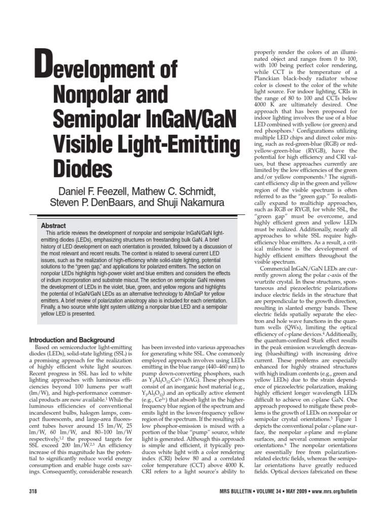 Development of Nonpolar and Semipolar InGaN-GaN Visible LEDs | PDF