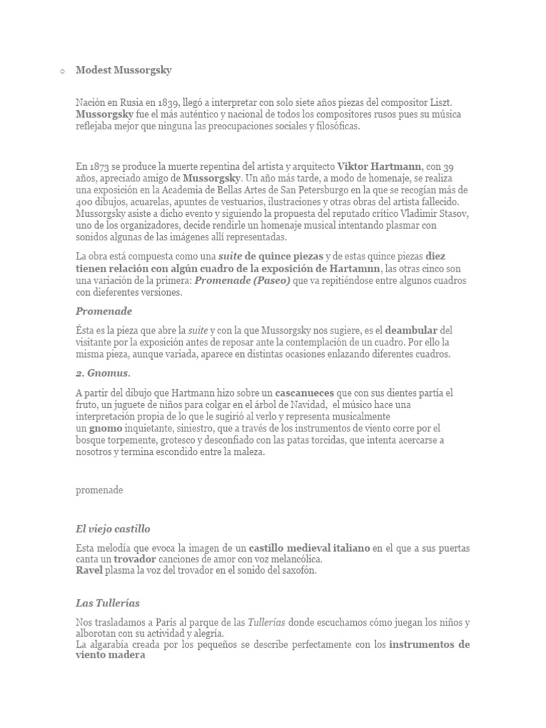 Bydlo: Homenaje a Hartmann en Música | PDF